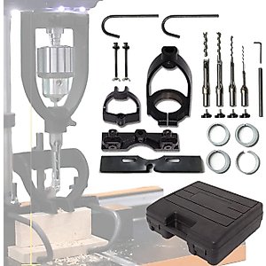 Wafoy Mortising Attachment for Drill Press, 4 Tools Model Drills Chisel Set Mortise and Tenon Tools, Upgrade for Woodworking Mortise Bench for Drill Press Locator
