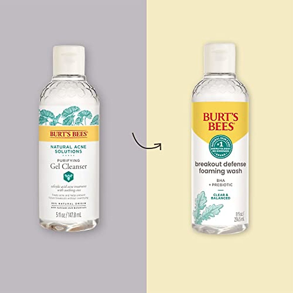 Burt’s Bees Foaming Face Wash, BHA Breakout Defense Cleanser for All Skin Types, Washes Away Impurities & Excess Facial Oil, With a Prebiotic, 8 Oz.