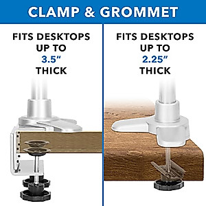 Mount-It! Quad Monitor Desk Mount With Full Motion Height Adjustable Arms | Premium Modular Computer Screen Mount With VESA 75x75, 100x100 mm Pattern | Clamp Base, Silver