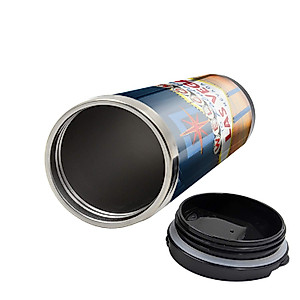 Ambesonne USA Travel Mug, Welcome to Fabulous Las Vegas Nevada Sign Detailed Picture Traveler Urban Road Design, Steel Thermal Cup, 16 oz, Navy Red