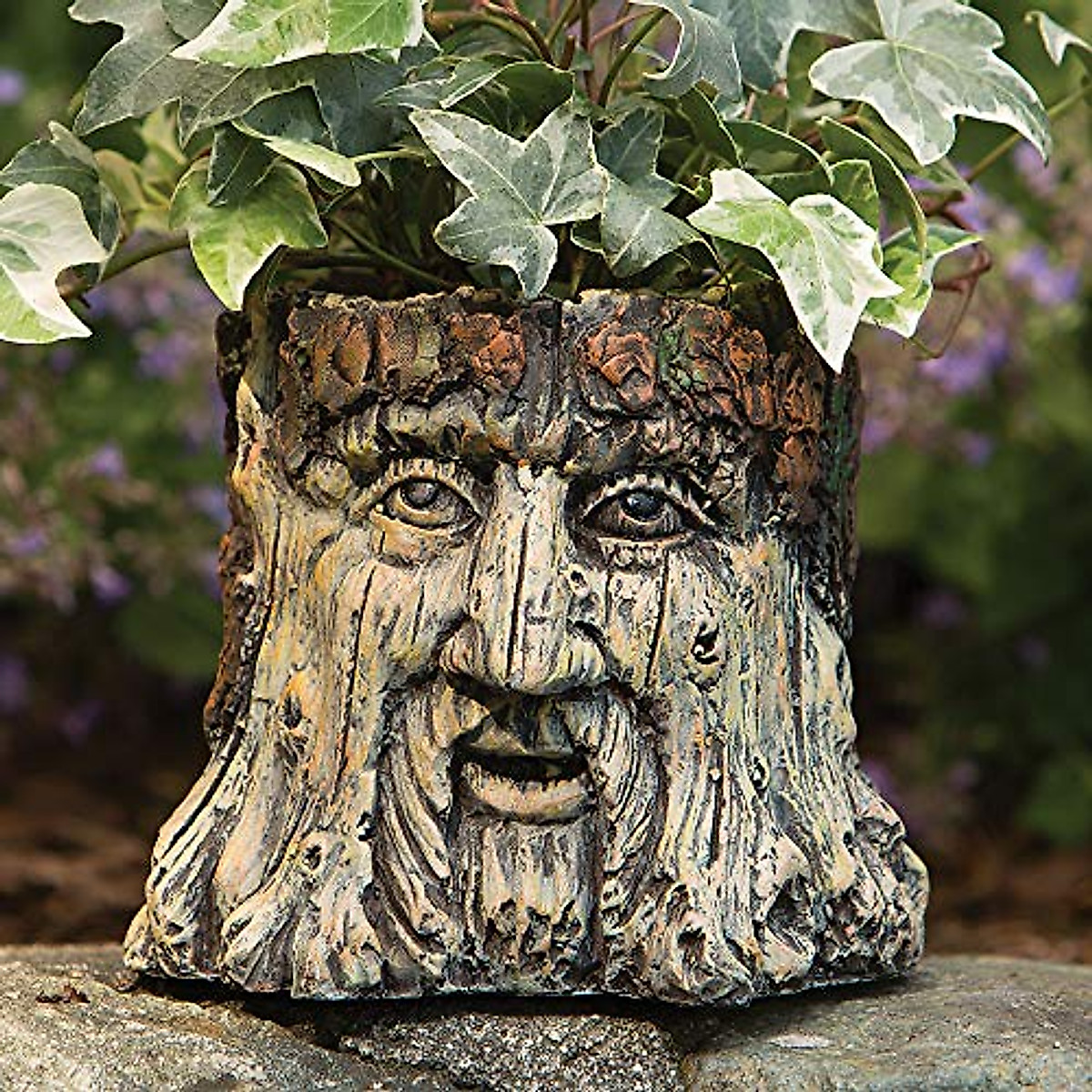 Bits and Pieces - Tree Face Garden Planter - Durable Polynesian Indoor-Outdoor Urn for Plants - Forest Inspired Whimsical Garden Décor