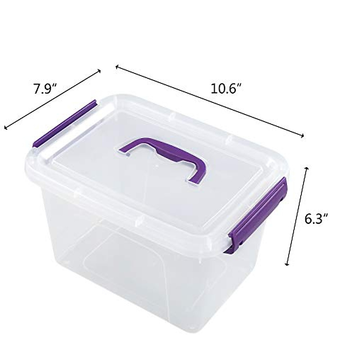 Sosody 6 Quart Plastic Storage Box with Lids and Handles, 6 Packs