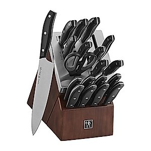 HENCKELS Definition 20-Piece Self-Sharpening Knife Block Set for Paring, Boning, Santoku, Chefs, Carving, Kitchen Shears, German Engineered Informed by 100+ Years of Mastery, Brown, Black, Silver