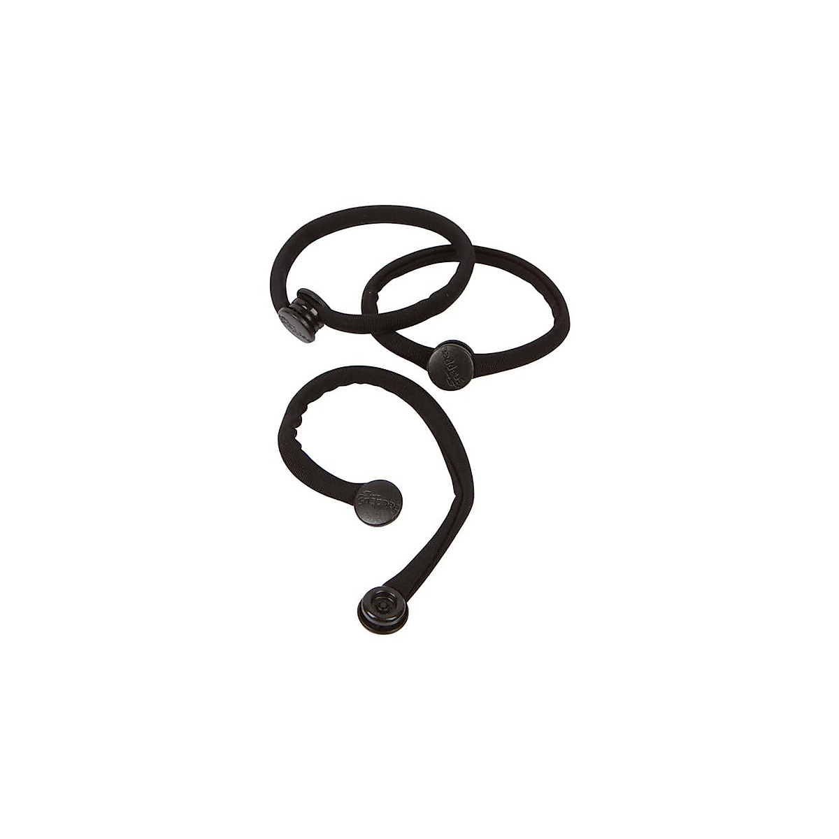 Snap Hair Ties for Thick, Natural, Curly Hair | No Slip, No Tension Pro Hair Tie | Strong Ponytail Holder (3 Pack, Black)