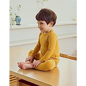 moimoln Solid Soft Cotton Modal Baby Toddler Boys Girls Snug fit Pjs Pajama Long Sleepwear Mustard 5T