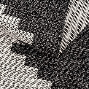 Hauteloom Djugun Outdoor Area Rug - Outside Porch Patio Rug Carpet - Waterproof Rug - Geometric - Black, Gray, Off White, White - 7'10" x 10'2"