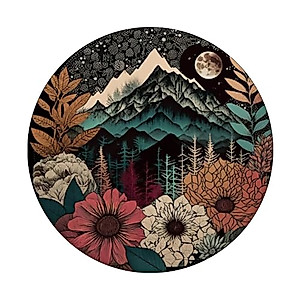 Boho Chic Floral Moon Mountain Forest Nature Retro Flower PopSockets Standard PopGrip