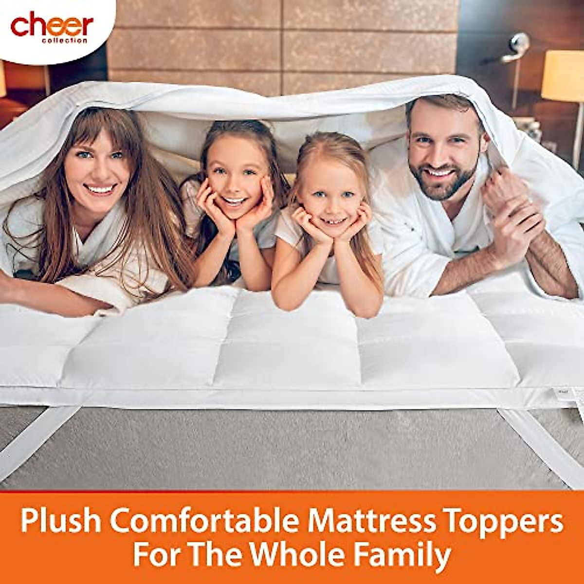Cheer Collection Thick Mattress Topper - Ultra Luxurious Bed Topper with Stable Anchor Bands – Queen Size 60" x 80"