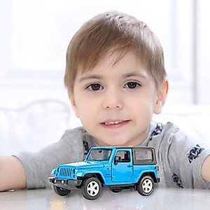 TGRCM-CZ Diecast Model Cars Toy Cars, Wrangler Rubicon1:32 Scale Alloy Pull Back Toy Car with Sound and Light Toy for Girls and Boys Kids Toys (Blue)