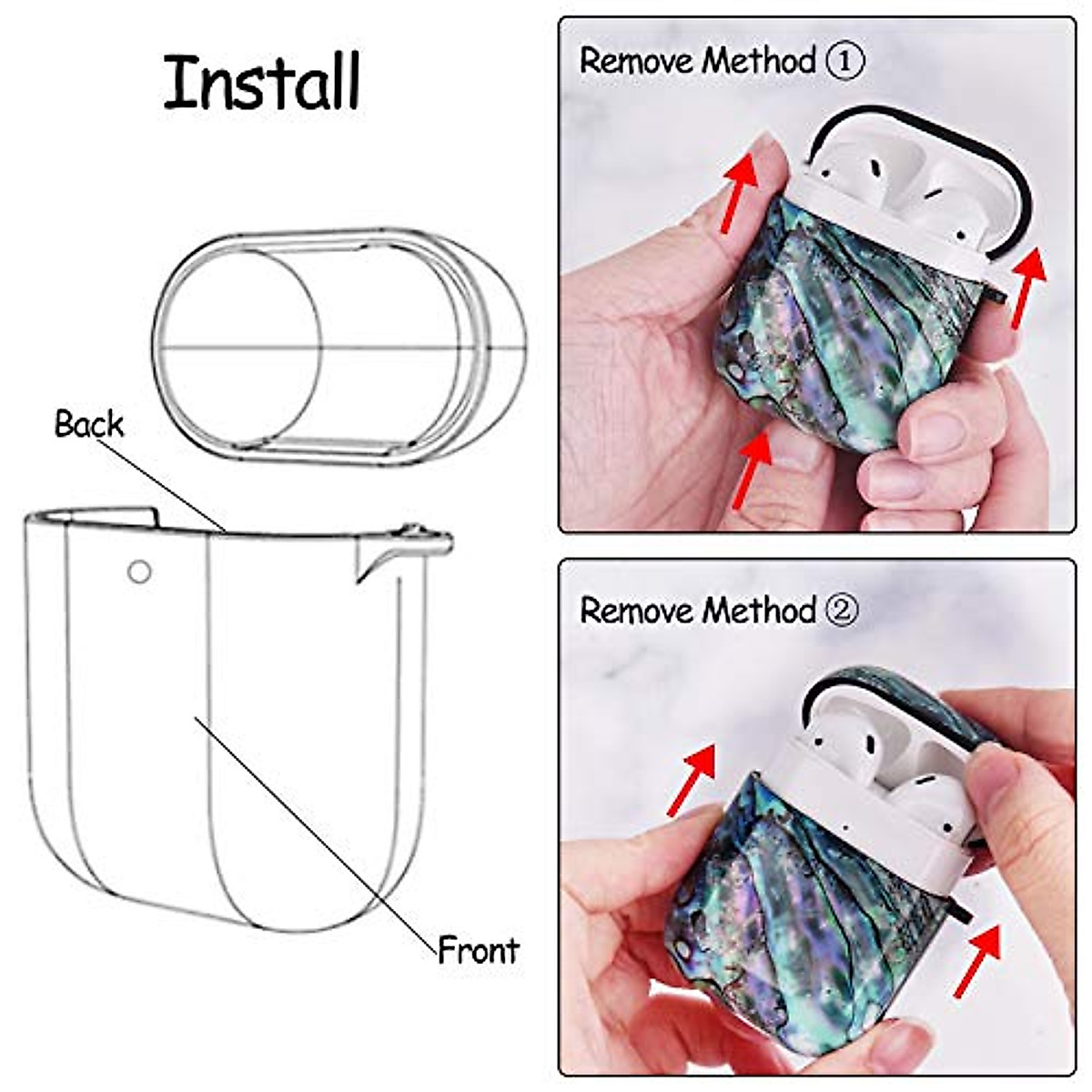 CAGOS for Airpods Case, Cute Marble Protective Hard Cover with Keychain Compatible with Apple Airpods 2nd/1st Generation Case for Women Girls (Turquoise Blue)