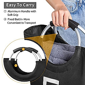 ZERO JET LAG 82L Large Laundry Basket Collapsible Fabric Laundry Hamper Tall Foldable Laundry Bag Handles Waterproof Washing Bin Clothes Bag Travel Bathroom College Essentials Storage (Black, L)