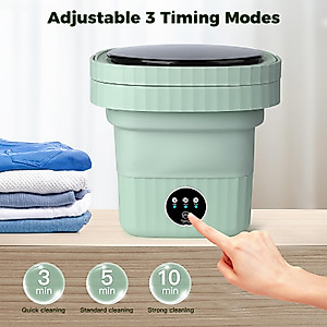 Portable Washing Machine, 6L Mini Washing Machine with 3 Modes Timing Cleaning, Portable Washer with Soft Spin and Draining for Socks, Baby Clothes, Towels and Small Items