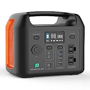 POWEVOLVER Portable Power Station, 299Wh Battery Backup with 300W Pure Sine Wave AC Outlet, PD 60W In/Out Solar Generator for Home Use Camping Road Trip Emergency CPAP