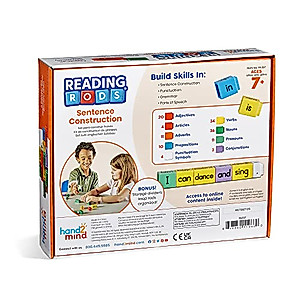 hand2mind Reading Rods Sentence Construction, Sentence Building for Kids, Parts of Speech Linking Cubes, Learn to Read Toys, Reading Tools for Kids, Science of Reading Manipulatives