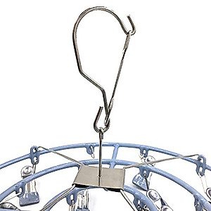 Stainless Steel Clothe Drying Rack Laundry Drip Hanger 24 Clip Metal Clothespins Round Underwear Lingerie Sock Hat Boot Large Heavy Duty Portable Indoor Outdoor Baby Wet and Dry Dryer (24 Round)