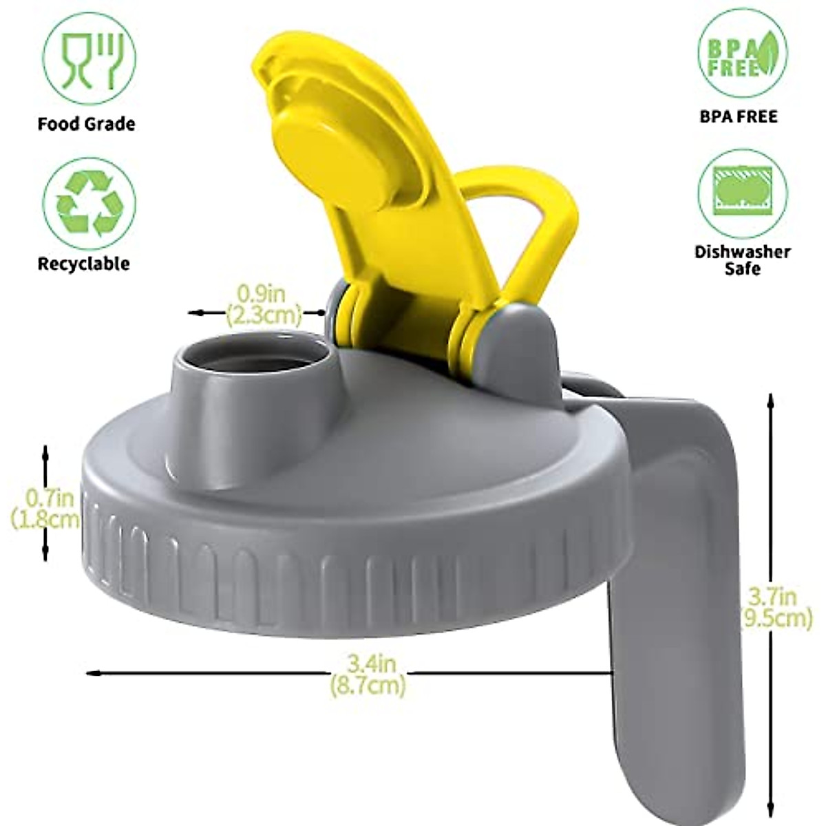 COKPAPA Coffee Strainer Stainless Steel Mesh Filter- 2 Quart (64 oz)- 2pcs Wide Mouth Flip Cap Lid with Handle for Ball Mason Jar, Suitable for Cold Brew, Lemonade, Iced Tea and Iced Coffee