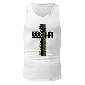Men's Premium Graphic Tank Tops - Summer Beach Fashion Tanks Sleeveless Shirts Valentines Gifts for Men D74 Green