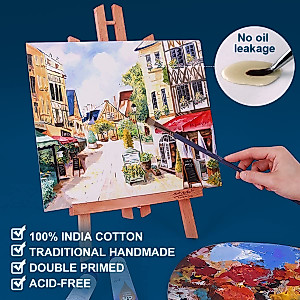 Canvas Panels 12x16 Inch 12-Pack, 10 oz Primed 100% Cotton Canvases for Painting, White Blank Flat Canvas Board for Oil Acrylics Watercolor Tempera Paints