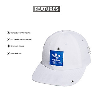 adidas Originals Men's Rewind Relaxed Fit Adjustable Strapback Cap, White/Bluebird, One Size