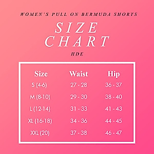 HDE Pull On Bermuda Shorts for Women Mid Rise 10" Inseam Shorts with Pockets White - M