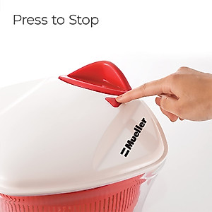 MUELLER Large 5L Salad Spinner Vegetable Washer with Bowl, Anti-Wobble Tech, Lockable Colander Basket and Smart Lock Lid - Lettuce Washer and Dryer - Easy Water Drain System