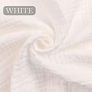 Wrinkle Gauze Cotton Material Quilting Sewing Craft Fabric Table Runners Decor Cloth for Party, Wedding Cheesecloth Kitchen Cooking (5Yard, White)