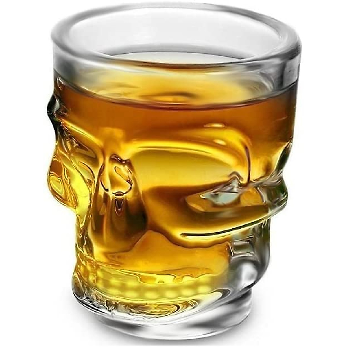Circleware Skull Face Heavy Base Whiskey Shot Glasses, Set of 6, Party Home and Entertainment Dining Beverage Drinking Glassware for Brandy, Liquor, Bar Decor, Jello Cups, 1.75 oz, Clear