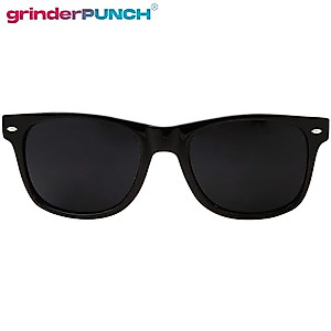 grinderPUNCH Super Dark Black Lens Men's Sunglasses Retro Classic 80's Stylish Trendy Shades (Black)