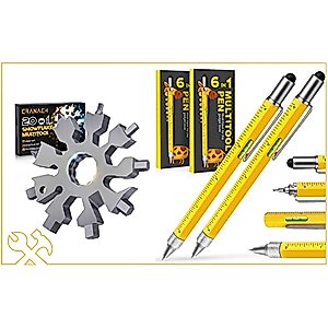 Tool Gifts for Men and Women-2 Pack Multitool Pen Construction Tools, Pen Tool Gadget for Men Women,Gifts Ideas for Engineer Woodworkers Carpenter and 20 in 1 Multi Tool Cool Gadgets for Men