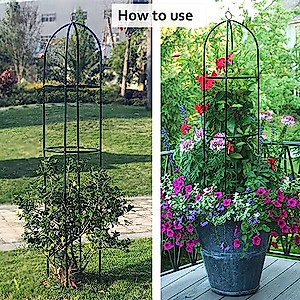 Black Trellis Coated Metal Garden Rose Decor Trellis,Flower Climbing Frame, for Climbing Plants, Roses and Flowers(18.5 * 2.9M)