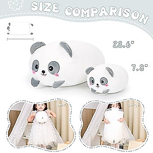 AIXINI 8 inch Cute Panda Plush Stuffed Squishy Animal Cylindrical Body Pillow,Super Soft Cartoon Hugging Toy Gifts for Bedding, Kids Sleeping Kawaii Pillow