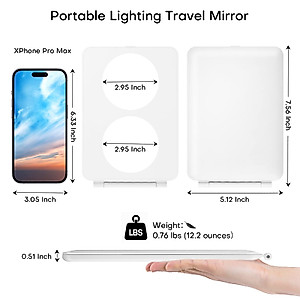 Tkaufen Travel Size Magnifying Lighting Mirror, 21Hours Battery Life, 5X/3X/1X Compact Hand Held Portable Foldable Makeup Cosmetic Mirror, Valentine's Day (White, 2 Fold)
