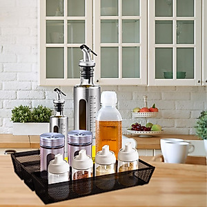 Barelove Silverware Drawer Organizer for Kitchen Drawers, 6 Pcs Mesh Utensil Holder Cutlery Storage Tray with Interlocking Arm for Flatware Knives Forks Spoon Home Office Desktop, 12x3x2 Inch, Black