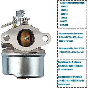 HESUNHE 632537A 640309 Carburetor Replacement for Tecumseh HSK845 HSK840 HSK850 TH139S Carb 2-Cycle Horizontal Engine Carburetor