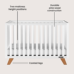 Child Craft SOHO Crib, 3-Drawer Dresser with Changing Table Topper Nursery Set, Chest, 3-Piece, Includes 4-in-1 Convertible Crib, Dresser with Topper, Chest (White/Natural)