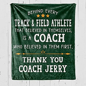 Personalized Track and Field Coach Gifts for Men Or Women, Sports Coach Appreciation Gifts Blanket, Custom Track and Field Blanket for Coach, Thank You Coach End of Season Gifts from Team
