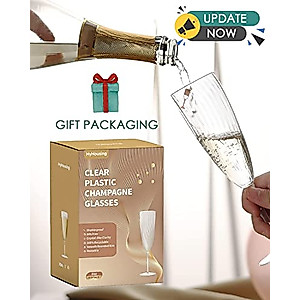 HyHousing 48 Plastic Champagne Flutes, Clear Disposable Plastic Champagne Glasses Reusable Wine Cocktail Cups for Home Daily Life Party Wedding Toasting Drinking Birthday(6 oz)