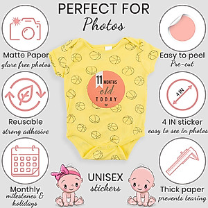 Baby Milestone Stickers Boy Girl - Premium Set of 30 Newborn Infant Monthly Growth Stickers - 1 Photo Album Memory Registry Cute Baby Shower Gift Birthday- Baby Memory Book with Keepsake Box for Mommy