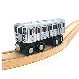 MUNI PALS Munipals New York City Subway Wooden Railway (A Division/IRT) S Train/42 St Shuttle–Child Safe and Tested Wood Toy Train
