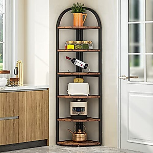 Tribesigns 6-Tier Corner Shelf, 71 Inch Tall Corner Bookshelf for Small Space, Rustic Plant Stand Display Rack for Living Room, Home Office, Kitchen