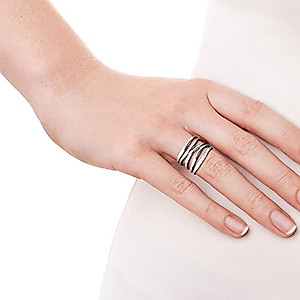 AeraVida Wide Five Band Coil Wrap .925 Sterling Silver Ring | Adjustable Coil Wire Wrap Silver Ring | Sterling Silver Band Ring | 925 Sterling Silver Adjustable Ring | Sterling Silver Rings Sizes (12)