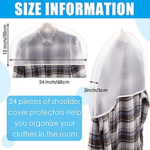 Patelai 24 Pieces Dust Covers for Hanging Clothes 24 x 12 x 2 Inches Shoulder Covers for Hanging Clothes for Closet Storage Suit, Coats, Jackets, Dress Closet Storage