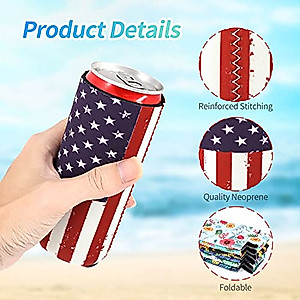 Neoprene Slim Beer Can Cooler Tall Stubby Holder Foldable Stubby Holders Beer Cooler Bags Fits 12oz Slim Energy Drink & Beer (Hawaii Style(12Pack))