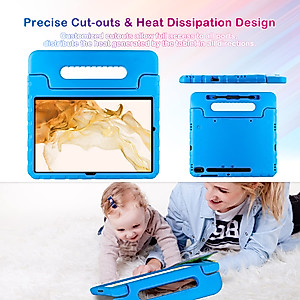 Foluu Galaxy Tab S8 Plus/S7 FE 2021/S7 Plus 2020 Tablet Case, Galaxy Tab S8 Plus 12.4 inch Kids Case, Shockproof Light Weight Handle Stand Case for Samsung Galaxy Tab S8 Plus/Tab S8+ 2022 (Blue)