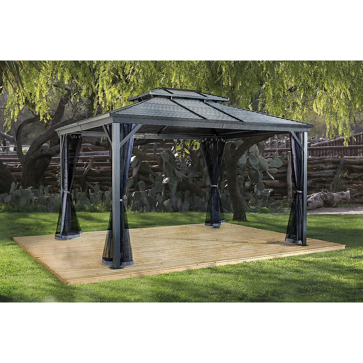 Sojag 10' x 12' Ventura II Hardtop Gazebo Outdoor Weather-Resistant Aluminum Frame Sun Shelter