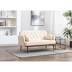 Nigwedete 55'' W Loveseat Sofa, Accent Sofa with Metal Feet, Modern Upholstered Sofa Couch for Small Living Room, Apartment and Small Space, Beige