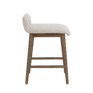Ball & Cast Upholstered Counter Height Bar Stools 24 inch Kitchen Wooden Stool Chairs Set of 2, Linen