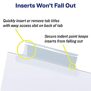 Avery 5 Tab Binder Dividers, White with Insertable Clear Big Tabs, 1 Set Pack, 8 Packs, 8 Sets Total (11122)