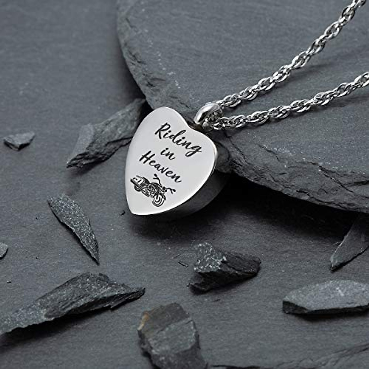 Riding in Heaven Urn Necklace for Ashes Motorcycle Rider Memorial Necklace Cremation Jewelry Urn Chain
