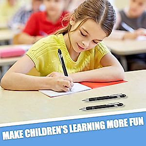 Lragvtbk 8 Pcs Blue Ink Ballpoint Pen with Stylus Tip 2 in 1 Stylus Ballpoint Pen Metal Pens Stylus Pen for Touch Screens School Office Coworkers (Black)